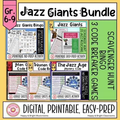 JAZZ APPRECIATION MONTH Music Bingo Game, Middle School Music Activity ...