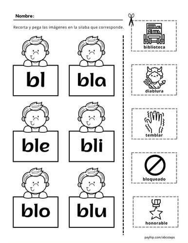 Sílabas Trabadas Hojas de Trabajo + Lecturas de Comprensión in Spanish