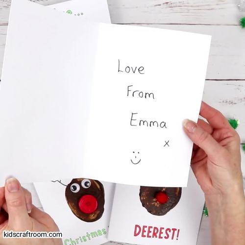 Funny Reindeer Christmas Cards (Potato Printing Activity) - Christmas Craft