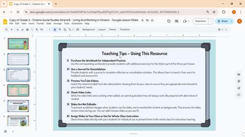 Google Slides - Ontario Social Studies Grade 3 - Living and Working in ...