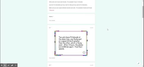 Distance Rate and Time Digital Task Cards for Algebra | TPT