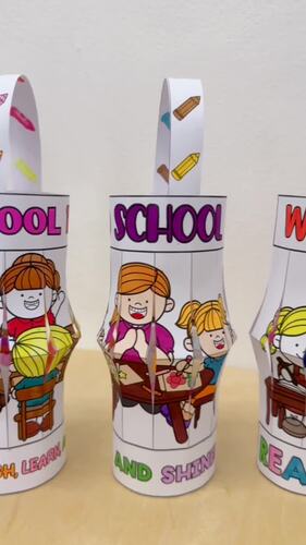 Back to School Paper Lantern & Coloring Activity for Kids by HAPPYLEARN