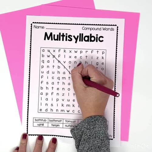 Multisyllabic Word Search by Learning Support Lady | TPT