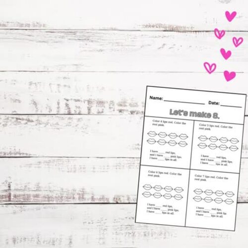 Valentine Math for K & First grade; Counting, addition, shape ...