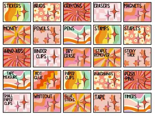 Retro Teacher Toolbox Labels with Groovy Editable Templates Included