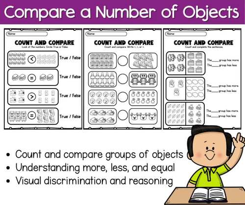 Compare And Order a Number of Objects to 20 Worksheets by Kidz Learning ...