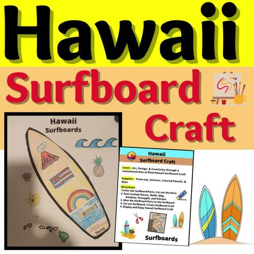 Hawaii Activity Craft Surf Board Luau Art AAPI Surfboard Resource ...