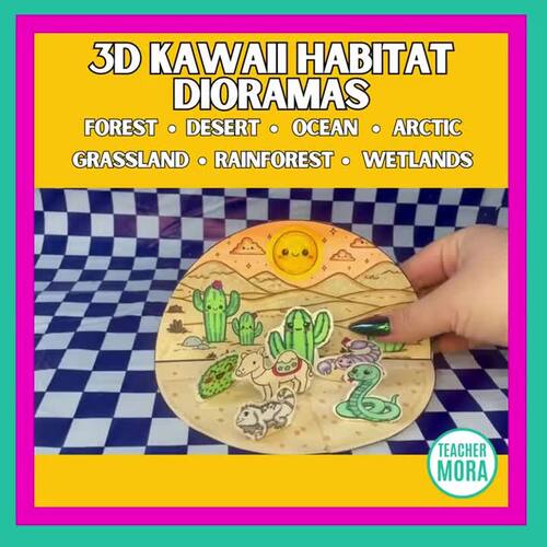 3D Kawaii Habitat Craft + Worksheets | Ecosystem Diorama | Cute Science ...