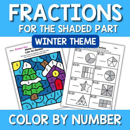 Winter Fractions Color by Number Code Fun 2nd 3rd Grade Math No Prep ...
