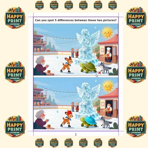 Winter Spot the Difference Visual Perception Worksheet Packet ...