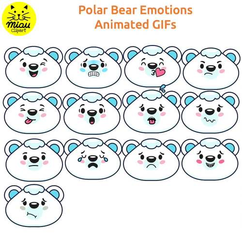 Winter Emotions Clipart Polar Bear | Faces | Feelings | GIFs animated
