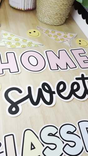 Pastel Vibes Home Sweet Classroom Bulletin Board or Door - Smiley Face ...