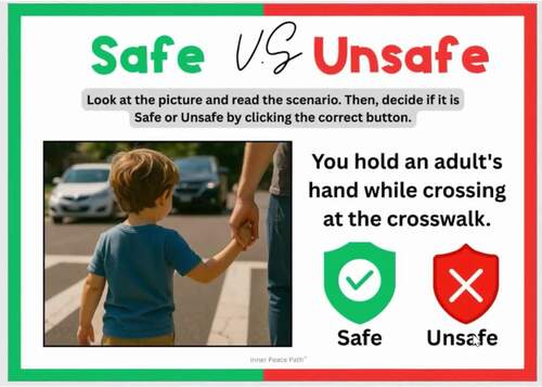 Safe vs Unsafe | Dangerous Behaviors Scenarios | BOOM CARDS | Picture Sort