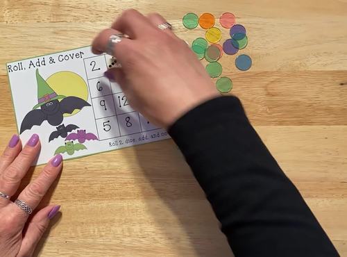 Addition to 12 Roll Add Cover Dice Game for Grade K-2 Halloween Math ...