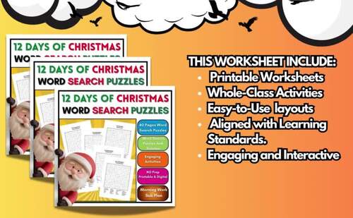 Fun 12 Days of Christmas Kindness Word Search Activities 4th,5th,6th ...