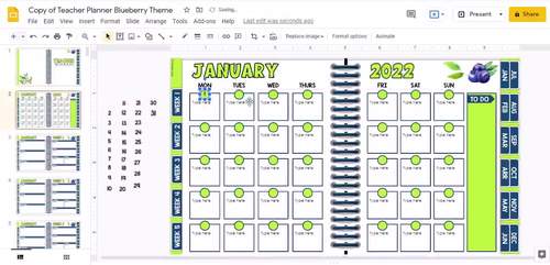 Blueberry Teacher Planner Editable Digital Google Slides™ Welcome Back ...
