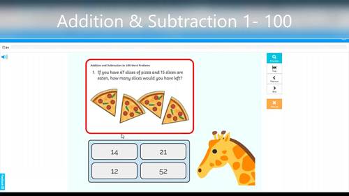 Addition and Subtraction 1 to 100 Word Problems Distance Learning BOOM ...