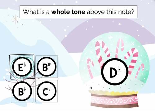Music Interval Game Whole Tone Winter Wonderland Task Cards | TPT