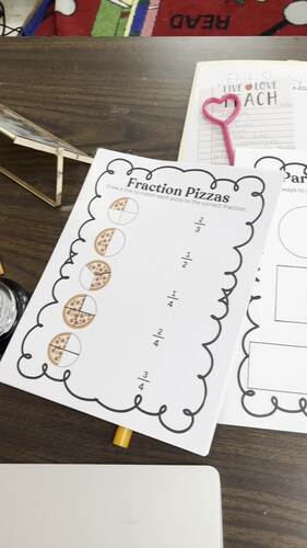 Pizza Fraction Lesson-CRAFT and PACKET by Angelina DeMonte | TPT