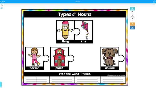 Types of Nouns: Person, Place, Thing, Animal | Boom Cards™ | Distance ...