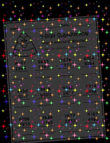 Halloween 4 Digit Subtraction Worksheets With & Without Regrouping Math ...