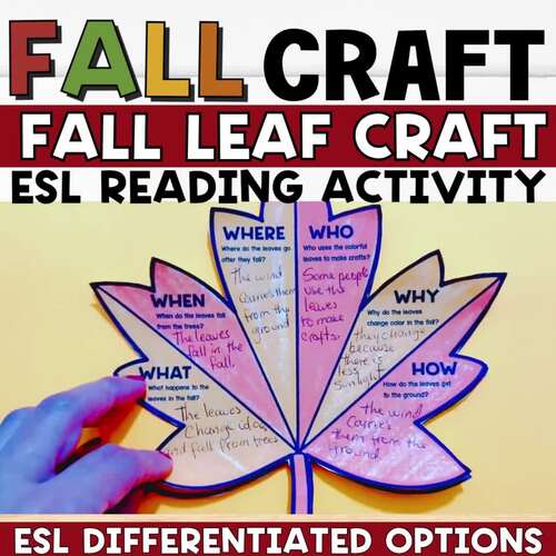 ESL Fall Leaf Writing & Reading Craft -WH Questions & Reading Activity