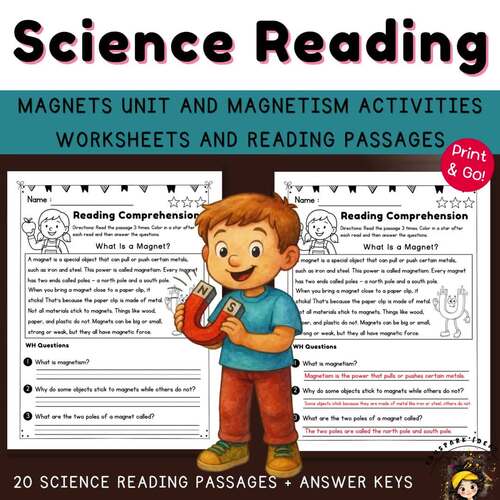 Magnets Unit and Magnetism Activities | Science Reading Passages Grades 1–3