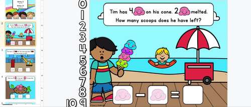 Digital Story Problems Subtraction/Take Away within 10 for Google and ...