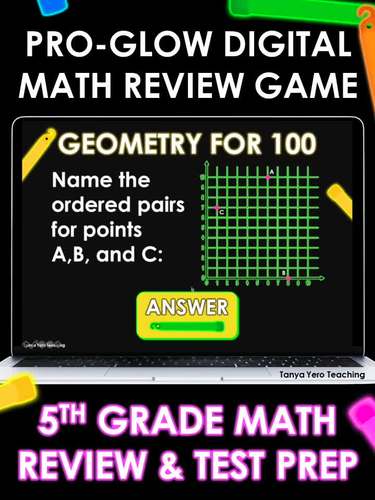 GLOW DAY 5th Grade Math Game Math Test Prep Spiral Review End of Year