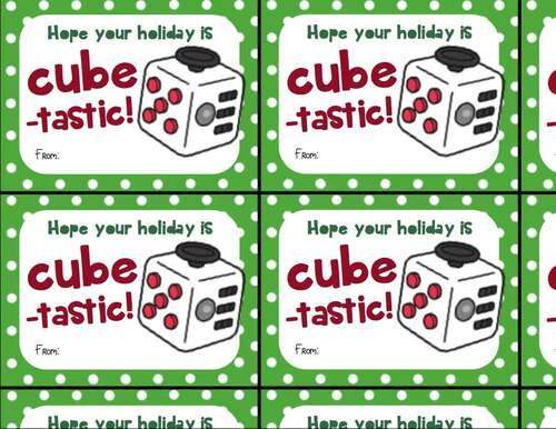 Fidget Cube Winter Holiday Gift Tag – Hope your holiday is cube-tastic!