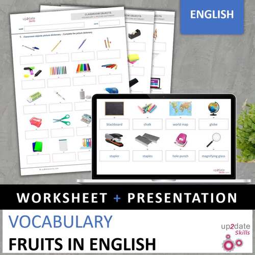 Classroom Objects in English ESL Vocabulary Worksheet [Picture dictionary]