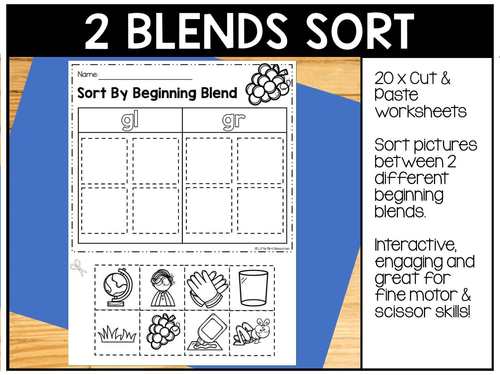 Beginning Consonant Blends Worksheets | Cut & Paste Sort By Blend