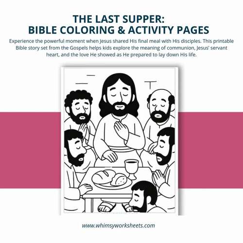 The Last Supper Printable for Kids | Bible Coloring Pages | Easter Activity