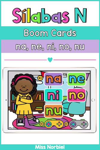 Sílabas con N | Sílabas na ne ni no nu | Syllables in Spanish Boom Cards