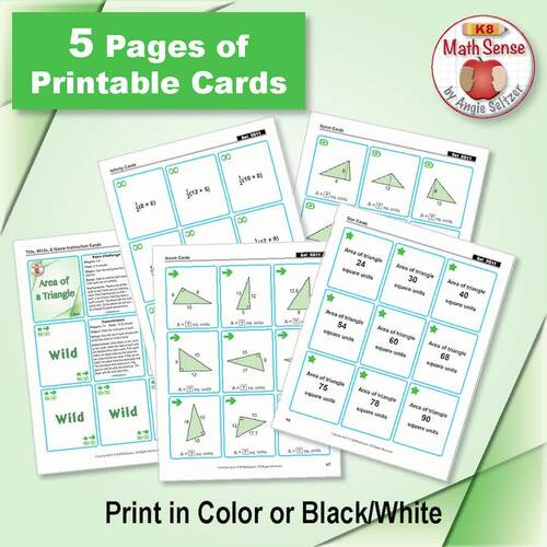 Area of a Triangle: Math Sense Card Games & Matching Activities 6G11 ...