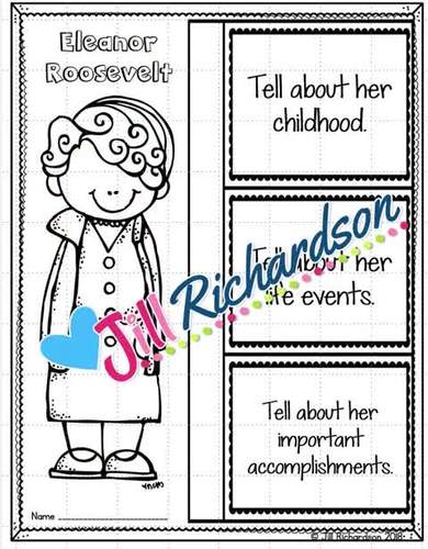 Biography Template Eleanor Roosevelt Women's History Month Bulletin Board