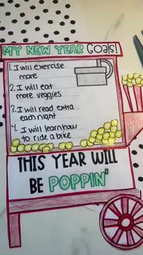 New Year Goals Craft Popcorn Machine by The Teaching Diva Corner