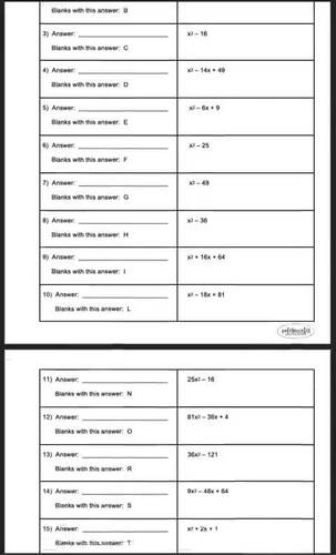Algebra - Factoring Activity Practice Worksheets - Factoring Riddles ...