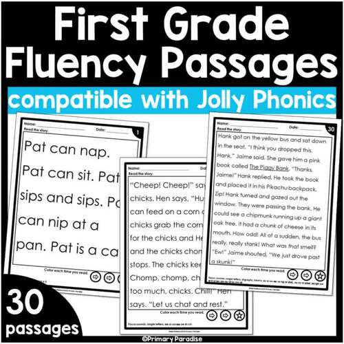 Fluency Passages First Grade All Year by Primary Paradise | TPT