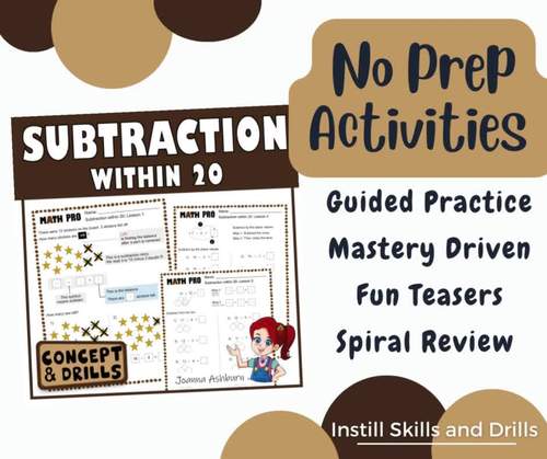 Subtraction within 20 Differentiated Practice and Enrichment Worksheets