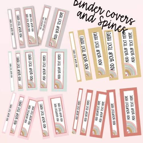 EDITable Boho Rainbow Binder Covers by KerrysDigitalDesigns | TPT