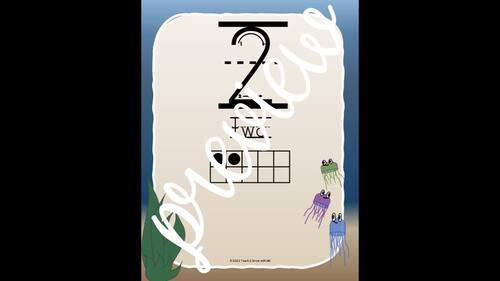 Number Posters 0-30, 40-100 by 10s Under the Sea Ocean Classroom Decor ...