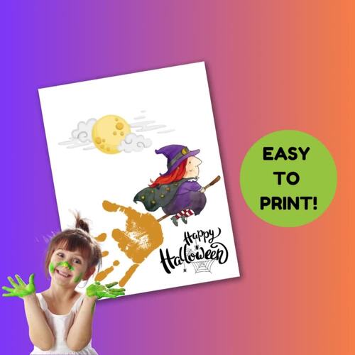 Template Handprint Craft | Halloween Witch Craft Preschool | Halloween ...