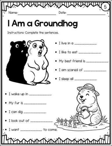 Groundhog Day Writing Activities & Creative ELA Worksheets - No Prep ...