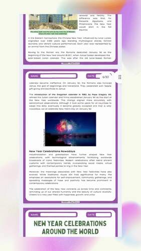 Global New Year Celebrations Around the World Reading Comprehension ...