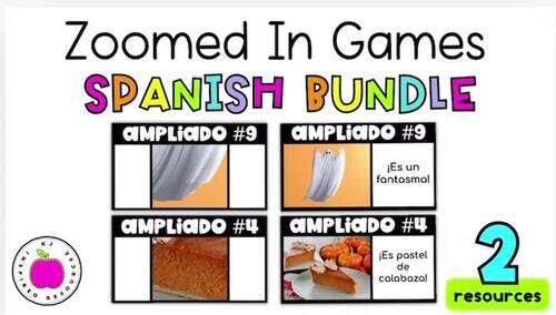 Spanish Guess the Mystery Zoomed In Picture Digital Game Growing Bundle