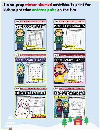 Winter Math Activities bundle - graphing points Coordinate plane ...