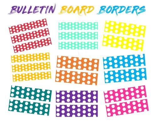 Polka Dots Bright Bulletin Board Borders, Colorful Classroom Borders Trims