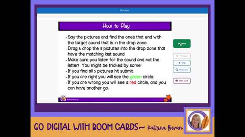 Boom™ Cards: Last Sounds for phonological awareness by Katrina Bevan