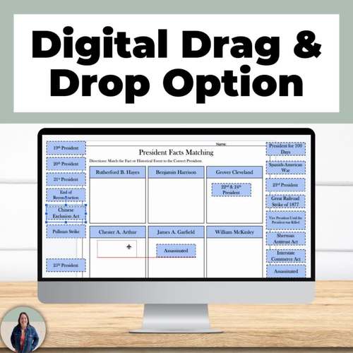 US Presidents 19-25 Facts Matching Activity for American History and US ...